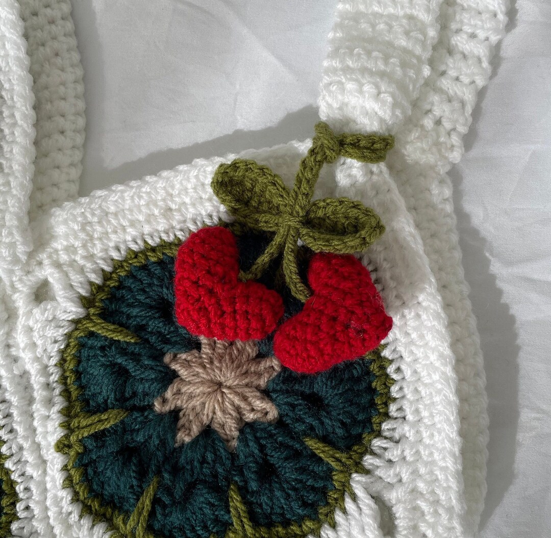 Cherries Cherry Heart Crochet Cherry Crochet Cherry Heart Bag Charm ...