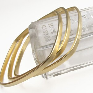 Square Bangles Gold Dipped Trio of Bracelets Three Wide Geometric ...