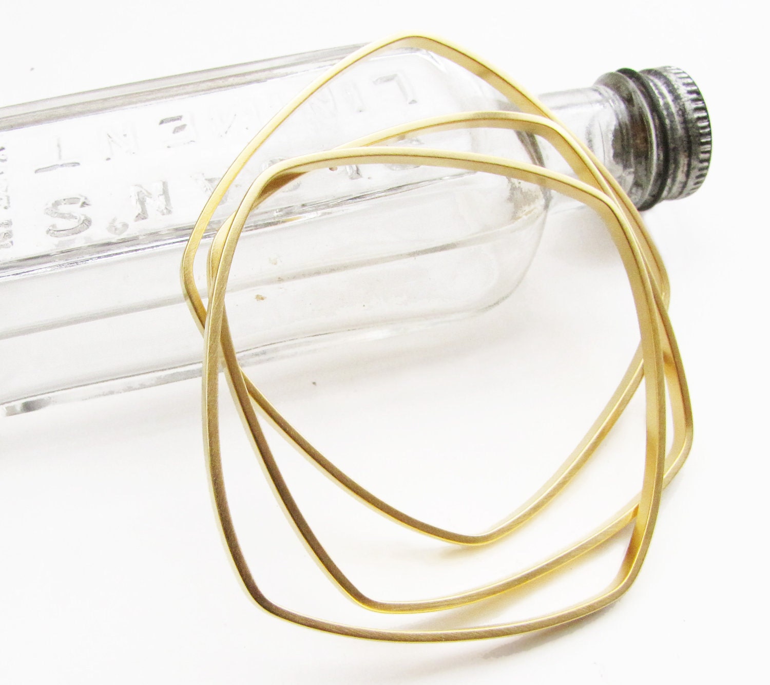 Square Bangles Gold and Silver Dipped - Set of Nine Narrow Geometric ...