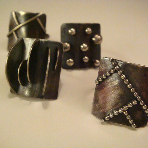 Items similar to Dark Shield Ring in Sterling Silver on Etsy