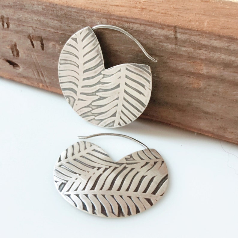 Palm Hoop Earrings in Sterling Silver Everyday Large Circle | Etsy