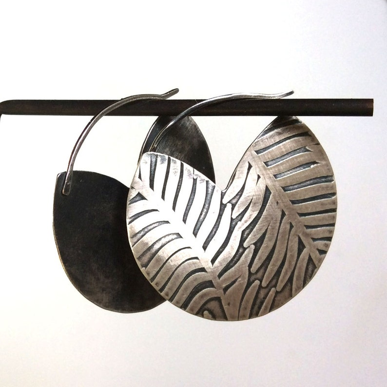 Palm Hoop Earrings in Sterling Silver Everyday Large Circle | Etsy