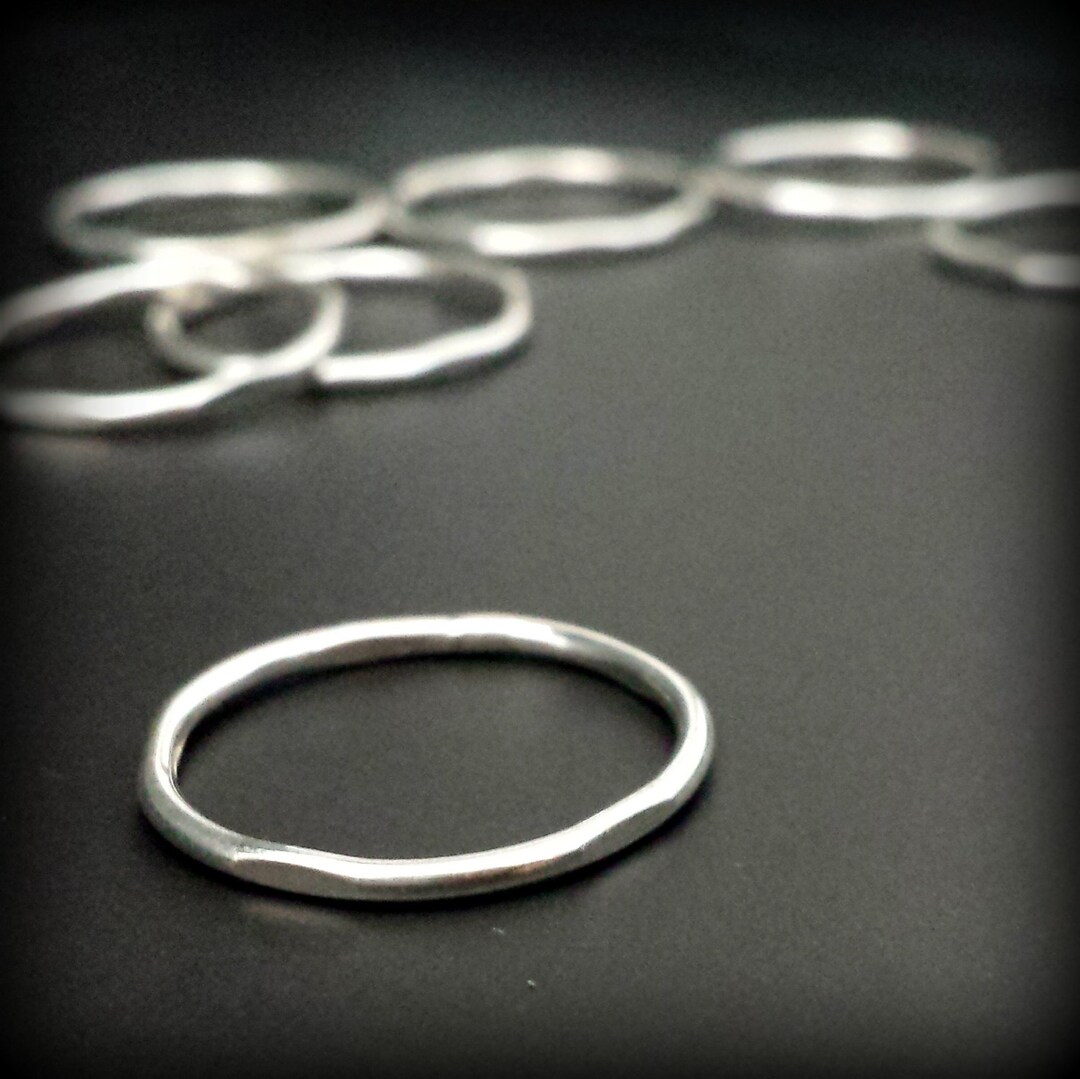 Thin Ring in Sterling Silver Handmade Narrow Band by Queens Metal - Etsy