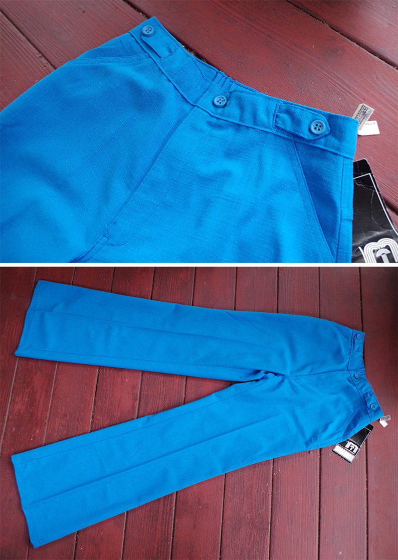 SKY Blue 1970's Vintage Bright Solid Blue Nubby Cotton - Etsy