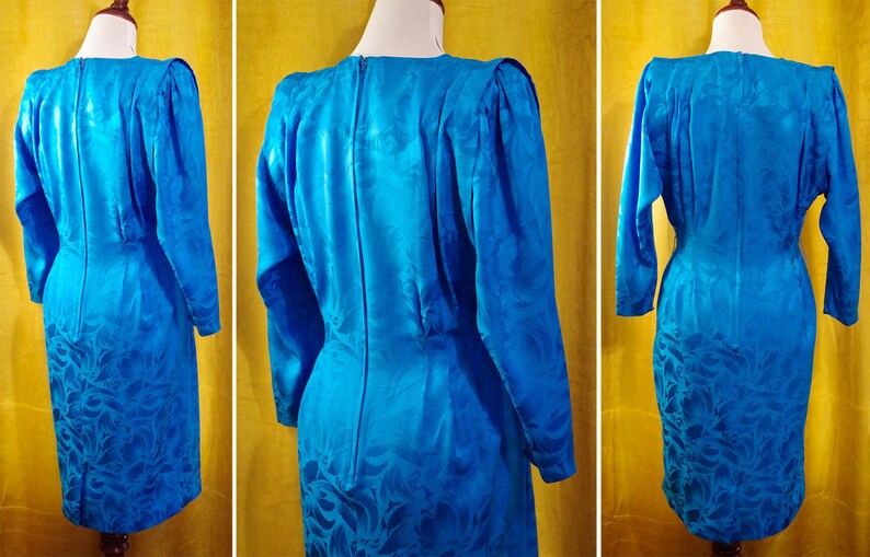 Deep AZURE 1980's Does 40's Vintage Solid Blue SILK | Etsy