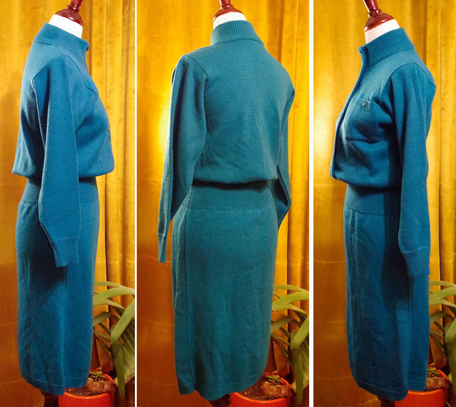 Dark TEAL 1980's Vintage Solid Deep Teal Acrylic Knit - Etsy