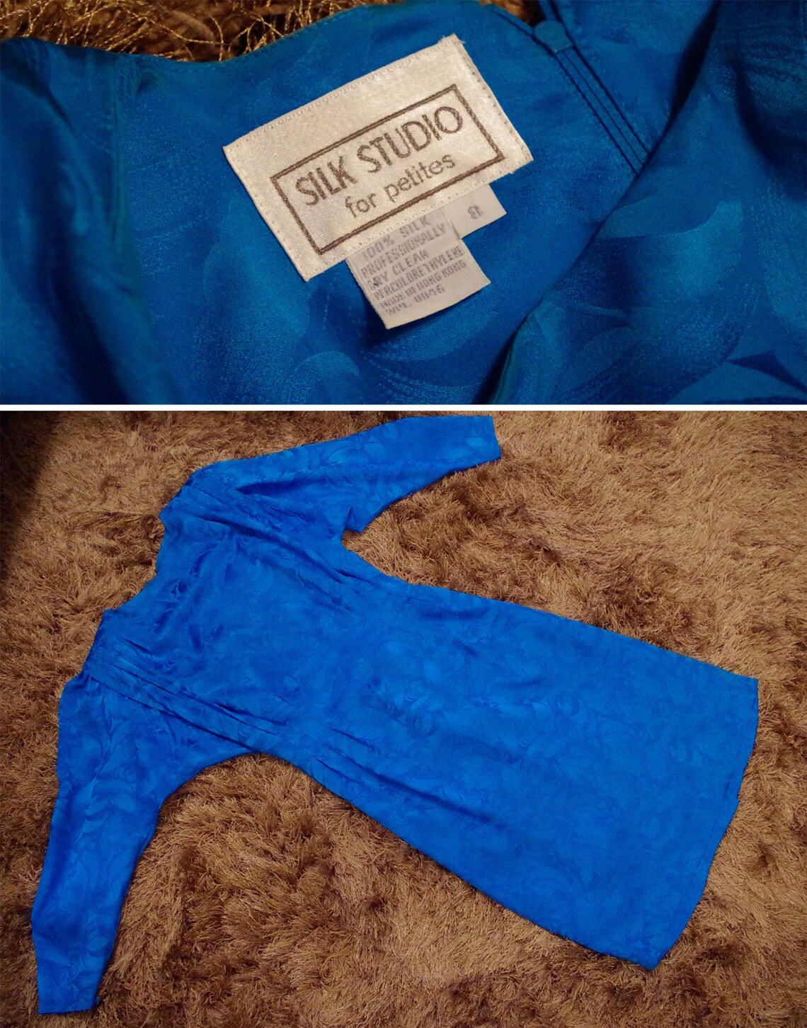 Deep AZURE 1980's Does 40's Vintage Solid Blue SILK | Etsy