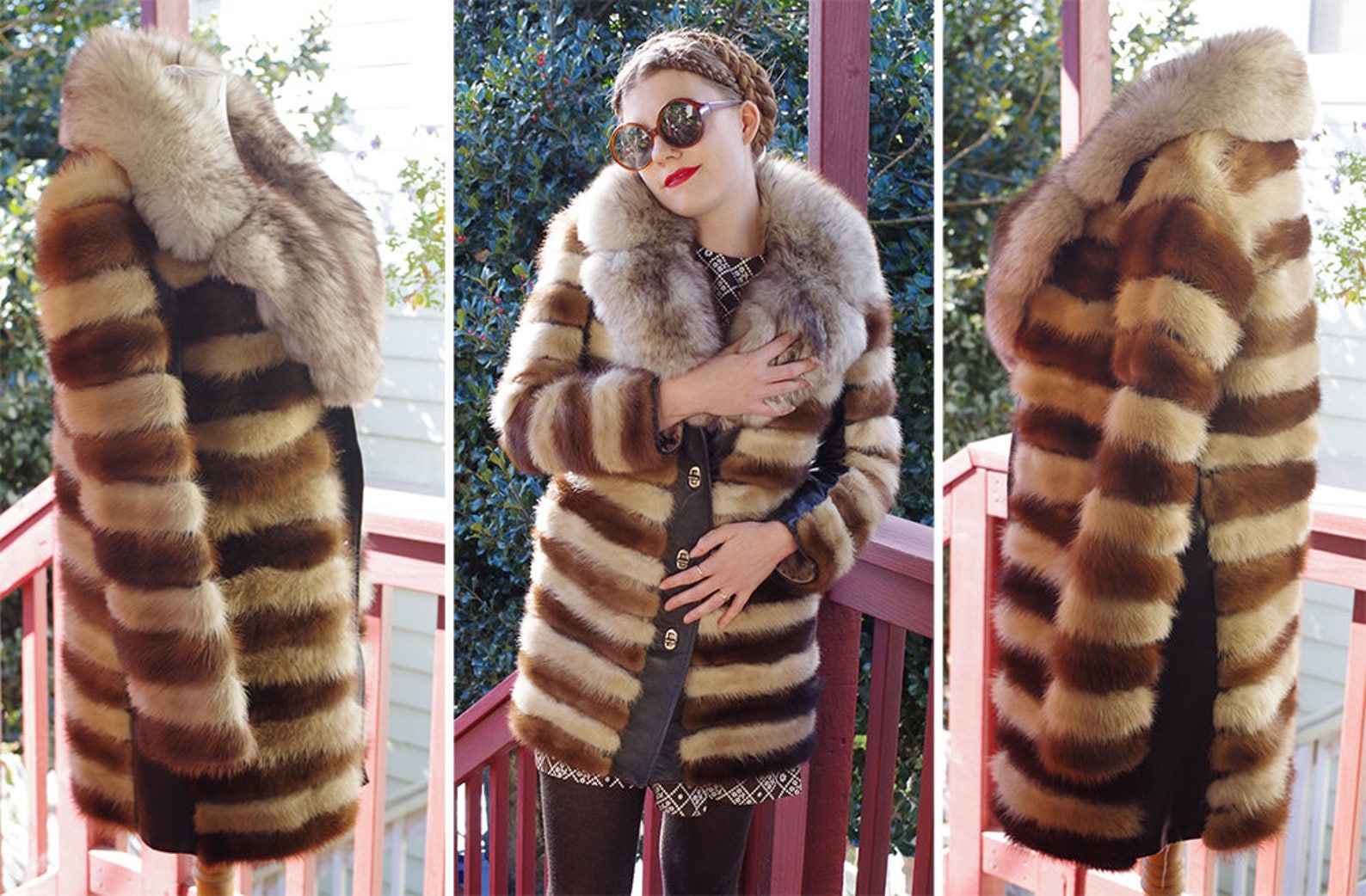 Striped MINK 1960's 70's Vintage Dark Brown Natural - Etsy