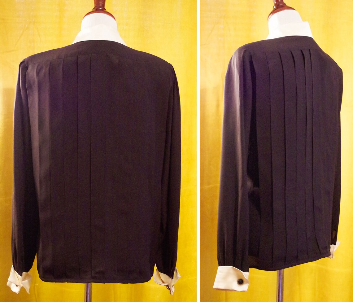 NOIR 1980's Vintage Black Pure SILK Shell Blouse W/ - Etsy