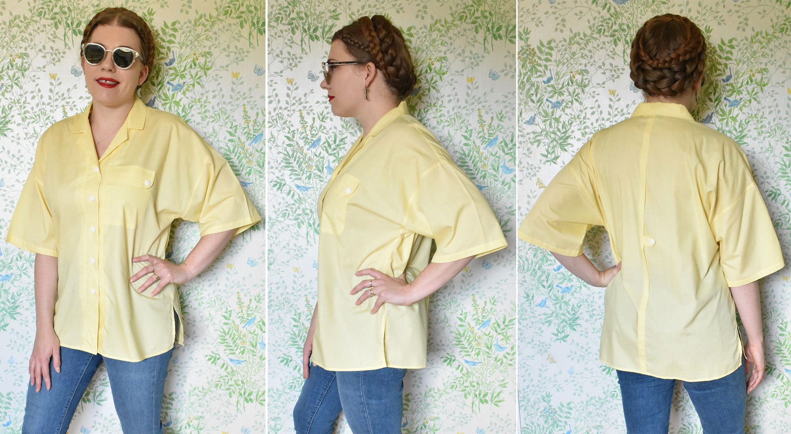Light YELLOW 1980's Vintage Solid Yellow Button Down - Etsy