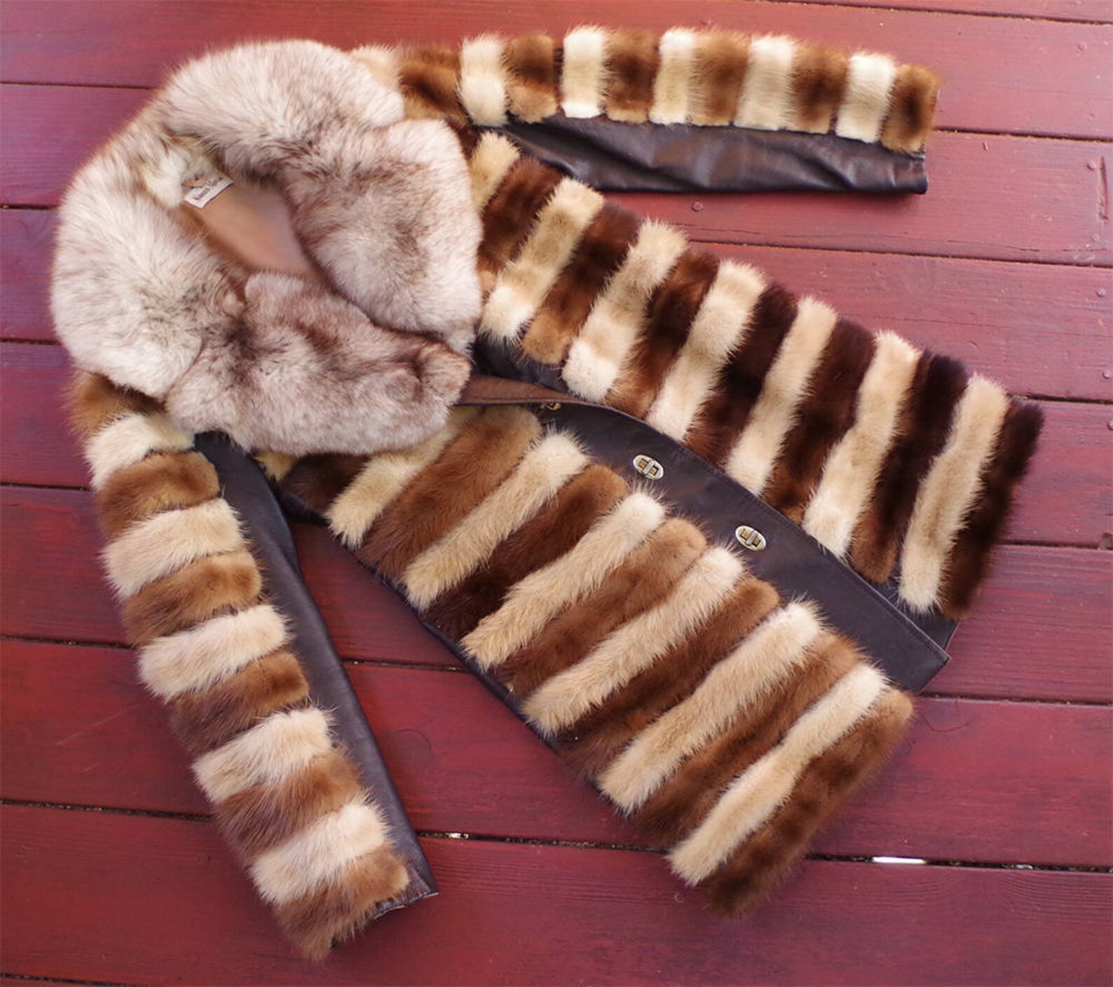 Striped MINK 1960's 70's Vintage Dark Brown Natural - Etsy