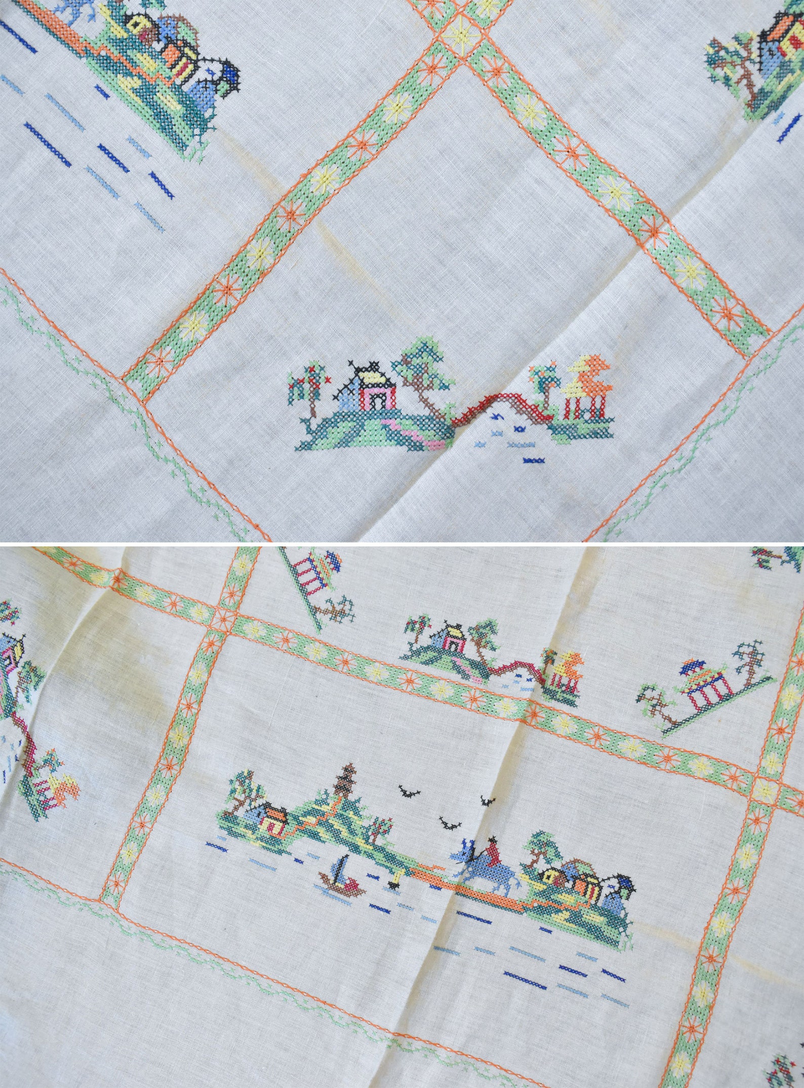 The ORIENT 1930's 40's Vintage Antique Cotton Linen - Etsy
