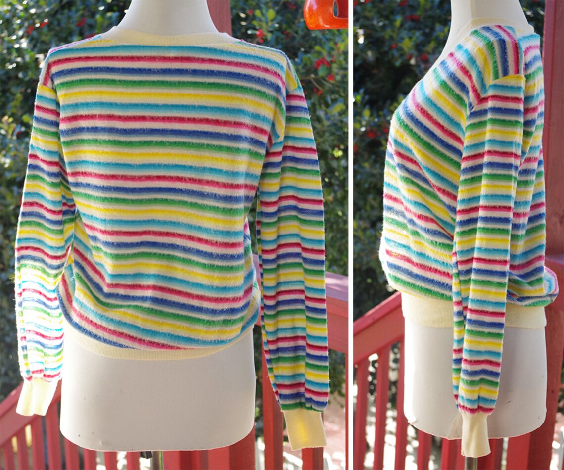 FUN Stripes 1970's 80's Vintage Light Rainbow Pink | Etsy