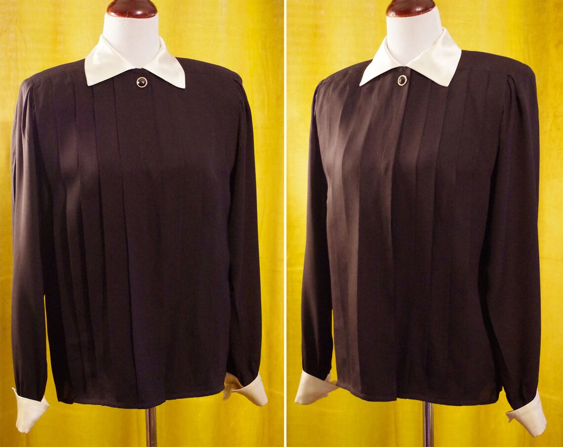 NOIR 1980's Vintage Black Pure SILK Shell Blouse W/ - Etsy