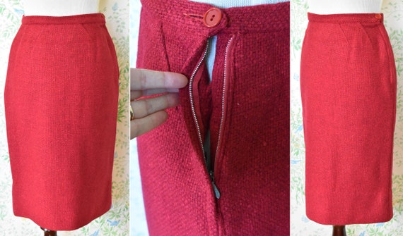 RASPBERRY 1950's 60's Vintage Deep Red Wool Suit w/ J… - Gem