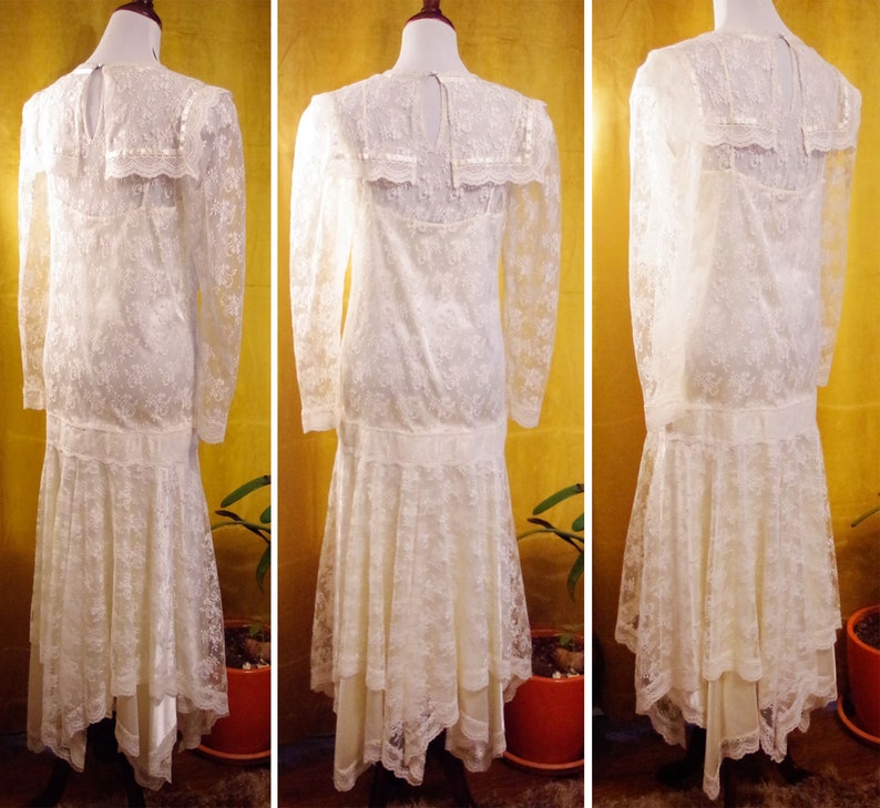 Delicate IVORY Lace 1980's Does 20's Vintage Full - Etsy