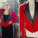 Ring LEADER 1980's Vintage Bright RED Wool Black Leather Cropped Blazer ...