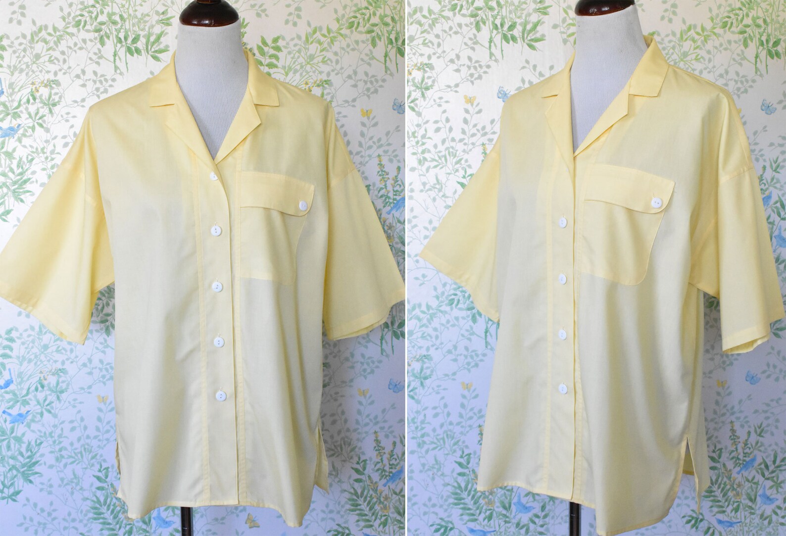 Light YELLOW 1980's Vintage Solid Yellow Button Down - Etsy