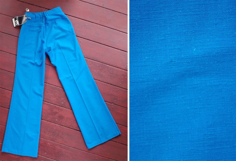 SKY Blue 1970's Vintage Bright Solid Blue Nubby Cotton - Etsy