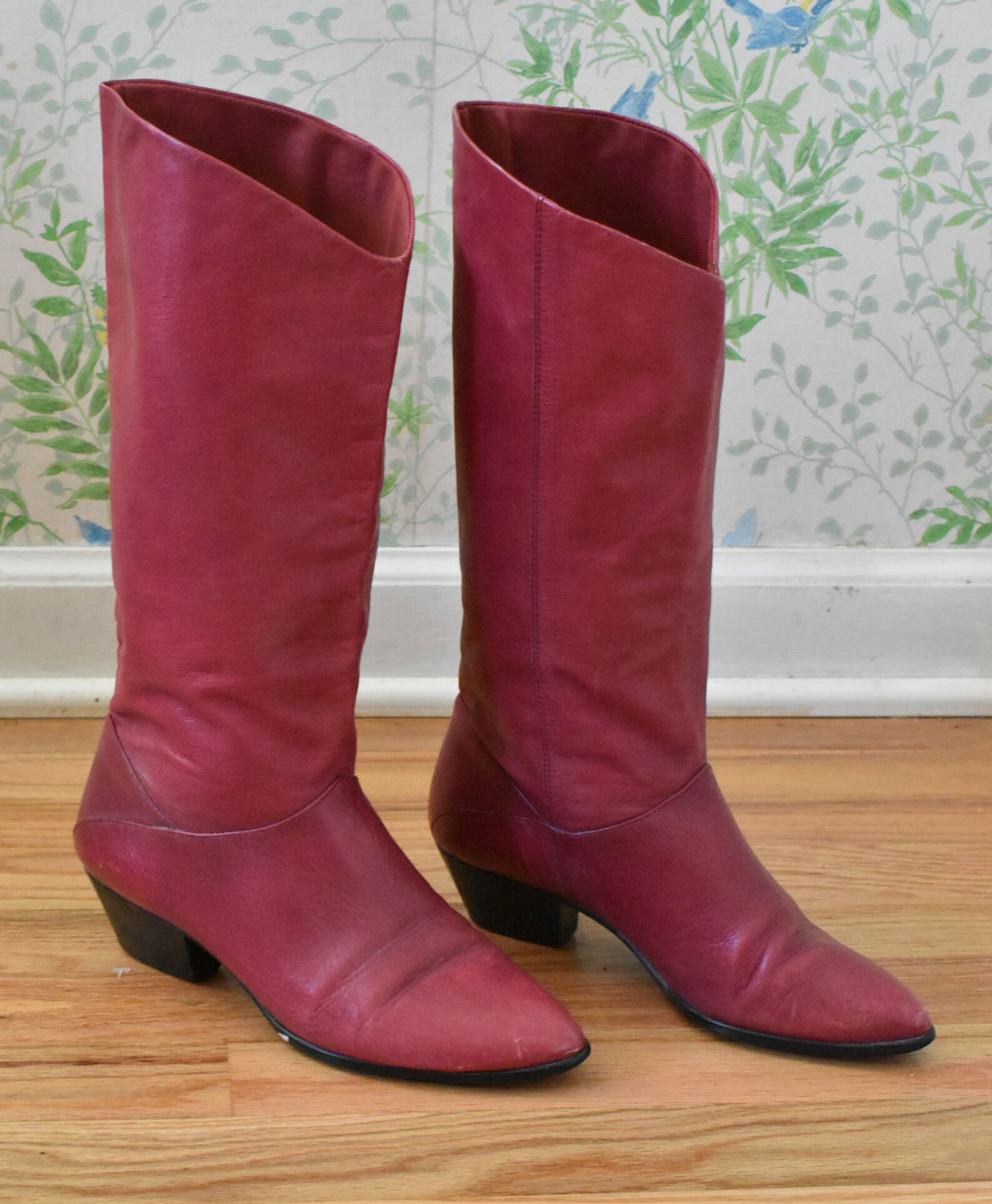 RASPBERRY 1970's 80's Vintage Tall Leather Boots // by | Etsy