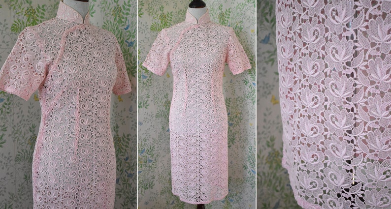 PINK Rose Lace 1950's 60's Vintage Solid Sheer Pink | Etsy