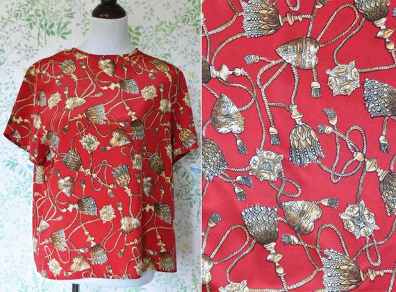 Golden HEART 1980's 90's Vintage Bright Red + Golden … - Gem