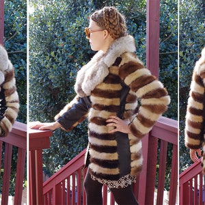 Striped MINK 1960's 70's Vintage Dark Brown + Natural Tan Mink Fur Coat ...
