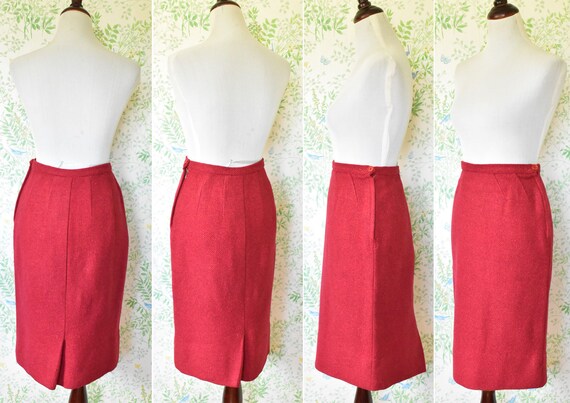 RASPBERRY 1950's 60's Vintage Deep Red Wool Suit w/ J… - Gem