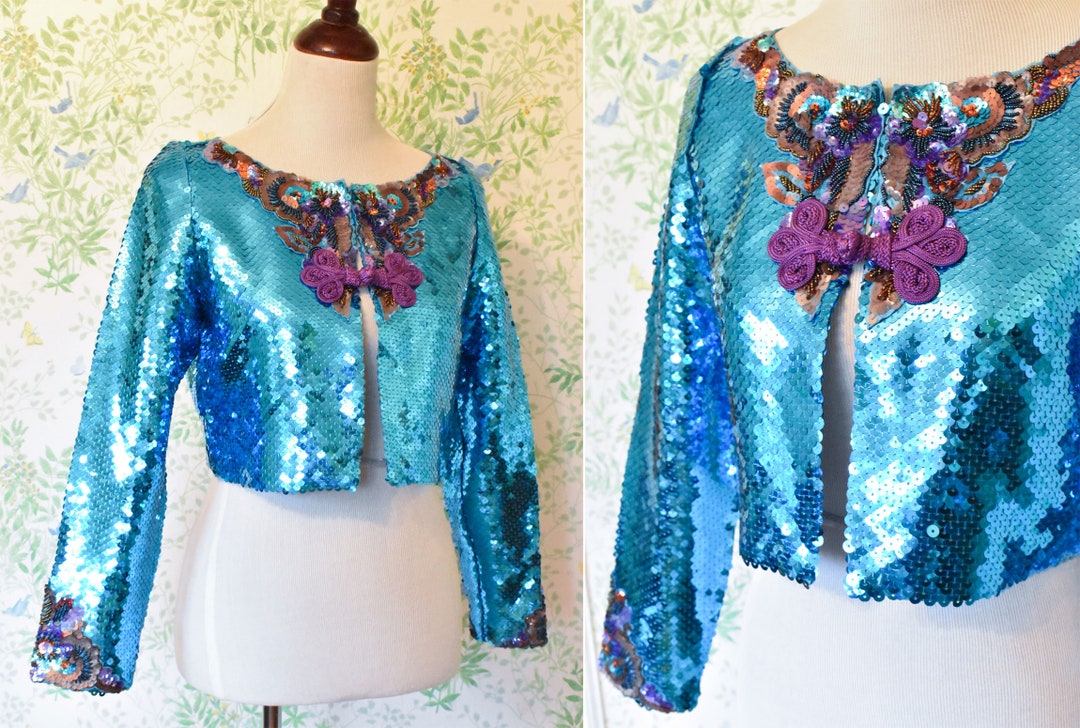 MERMAID Dreams 1990's Vintage Avant Garde Full Sequin Cropped Dress ...