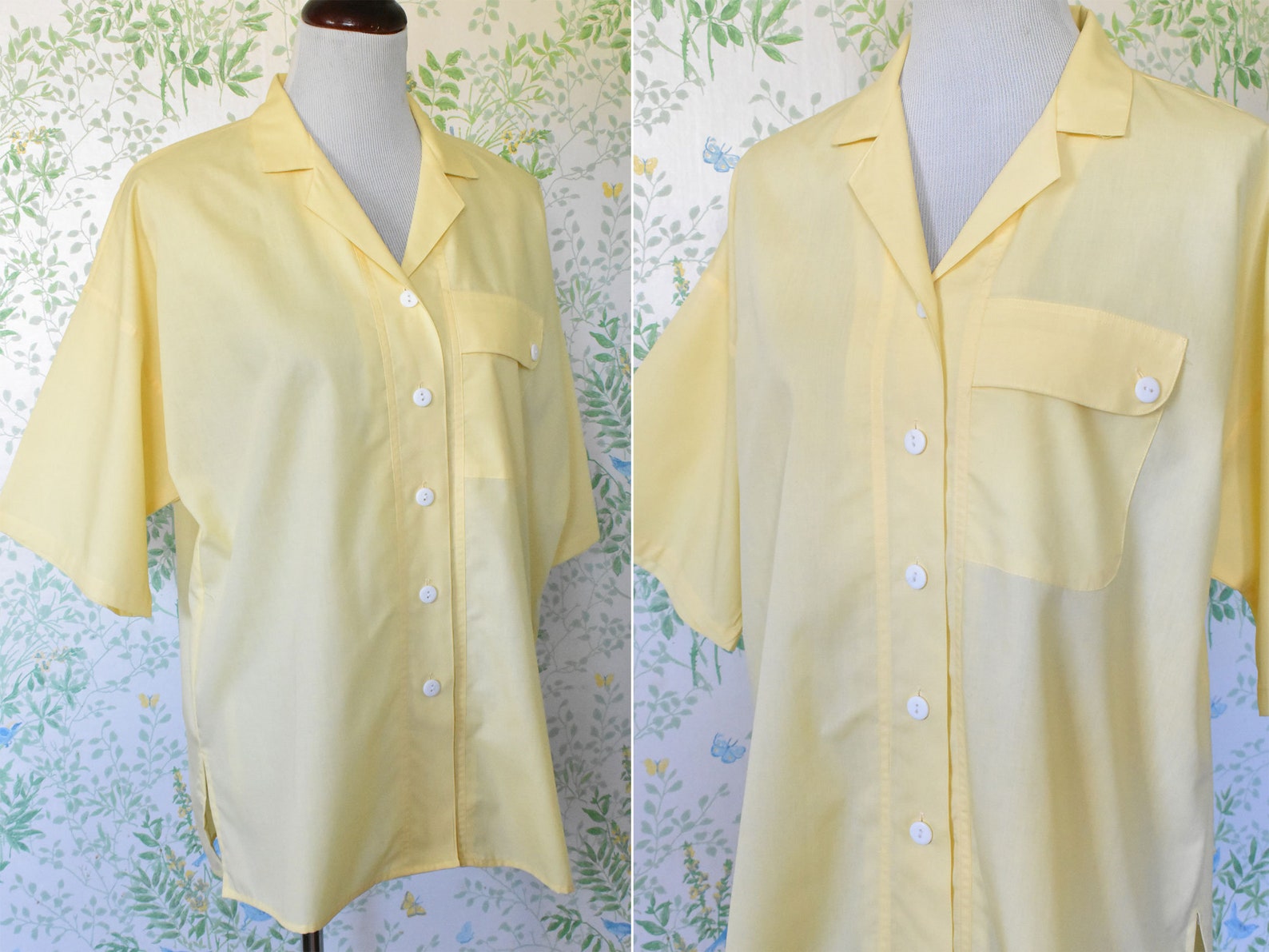 Light YELLOW 1980's Vintage Solid Yellow Button Down - Etsy