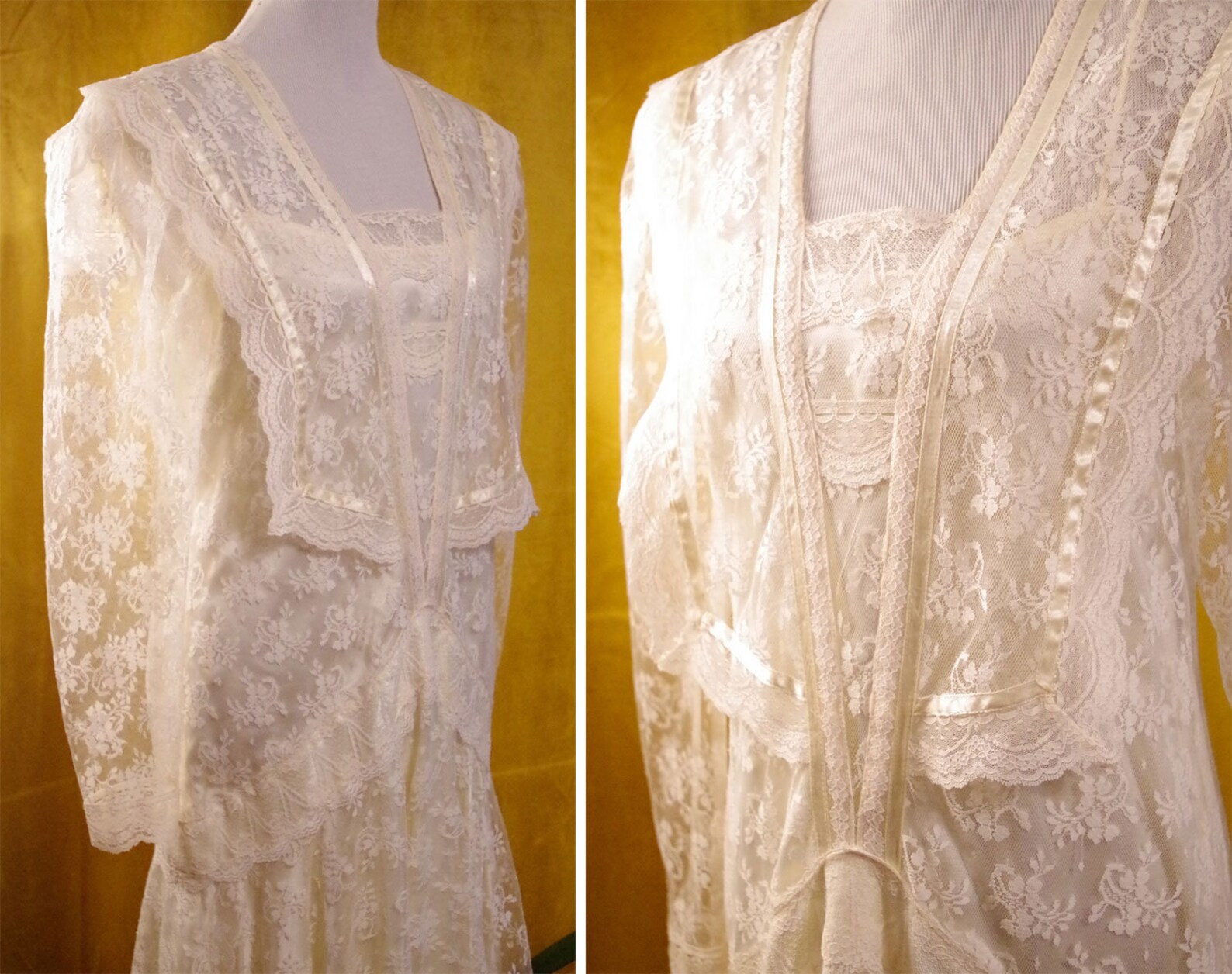 Delicate IVORY Lace 1980's Does 20's Vintage Full - Etsy