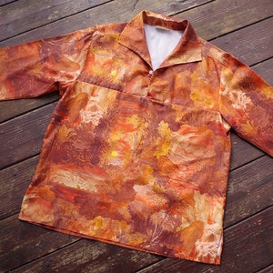 Dreamy SUNSET 1960's 70's Men's Vintage Burnt Orange Forest Landscape ...