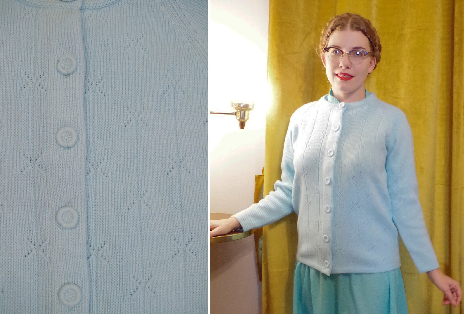 Baby BLUE 1960's Vintage Bright Light Blue Acrylic Eyelet | Etsy