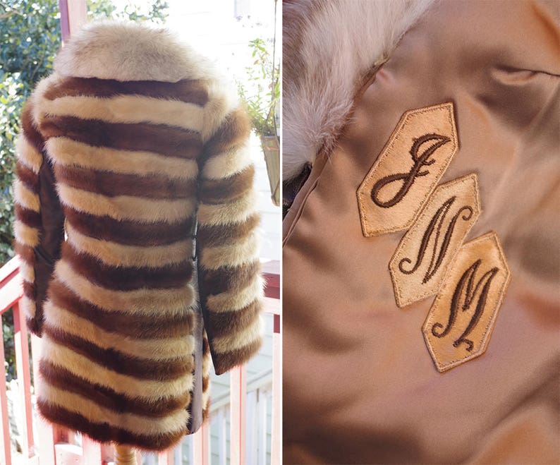 Striped MINK 1960's 70's Vintage Dark Brown Natural - Etsy