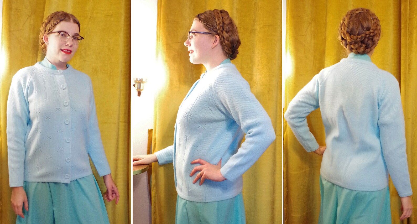 Baby BLUE 1960's Vintage Bright Light Blue Acrylic Eyelet | Etsy