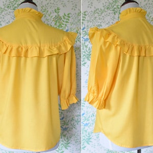 SUNNY Side up 1970's 80's Vintage Solid Deep Yellow Nubby Ruffed ...