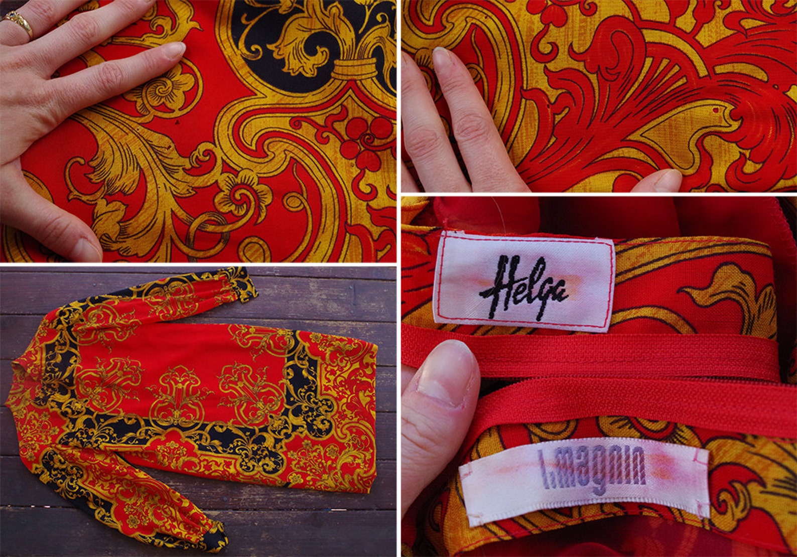 ROYAL Filigree 1960's 70's Vintage Red Black Gold - Etsy