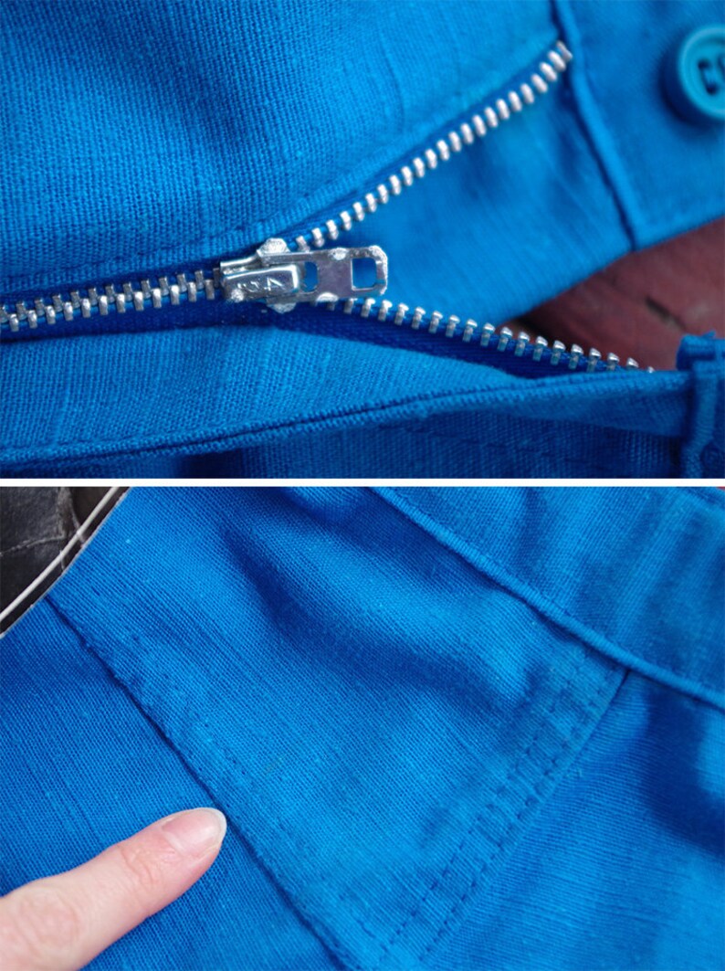 SKY Blue 1970's Vintage Bright Solid Blue Nubby Cotton - Etsy