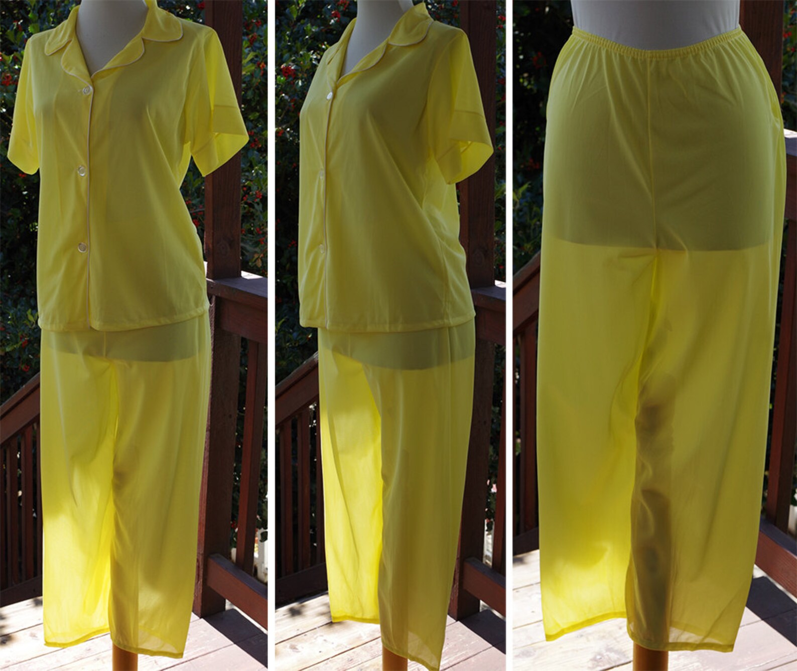 SUNNY 1960's Vintage Bright Yellow Pjs With White Piping | Etsy