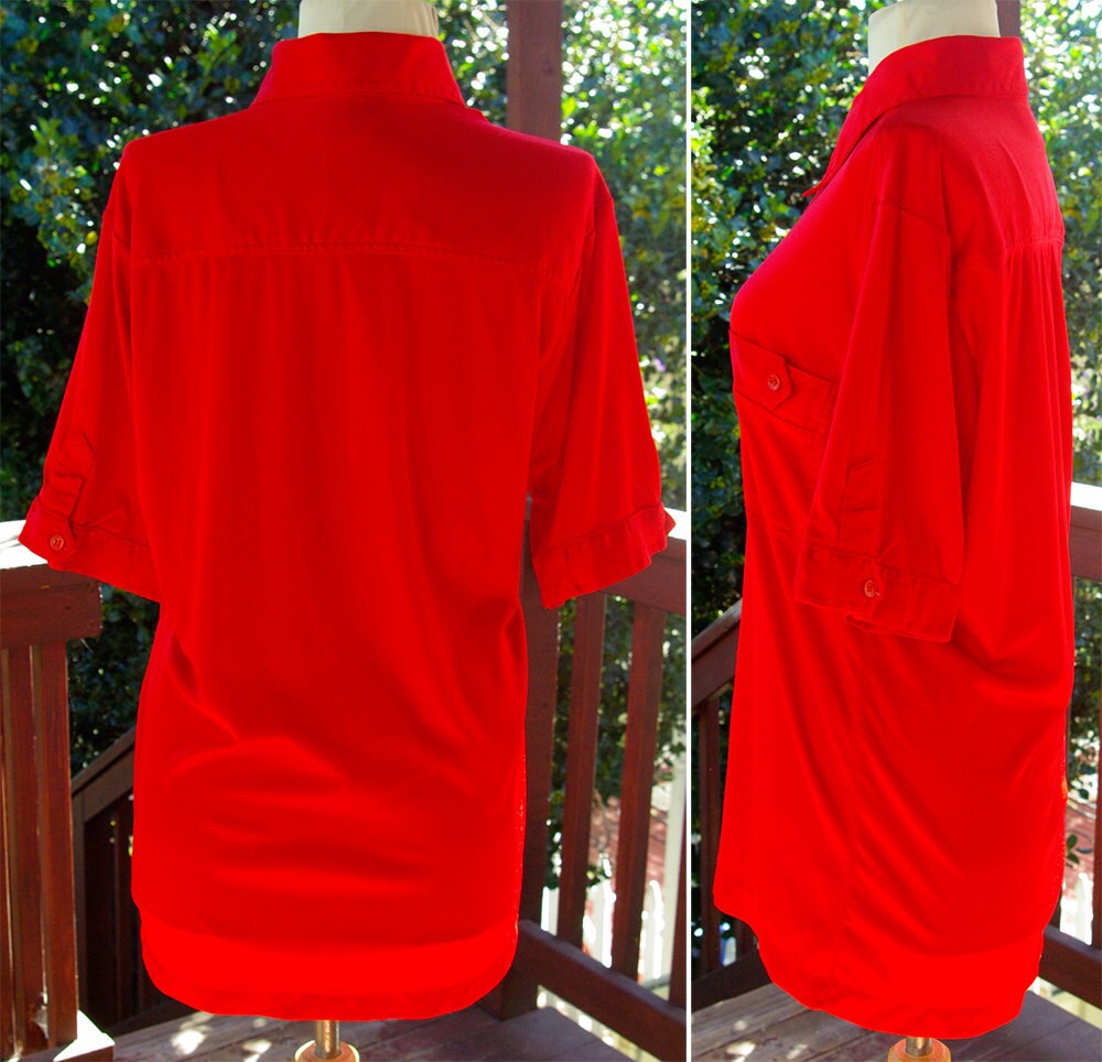 Big RED 1970's 60's Men's MOD Vintage Bright | Etsy