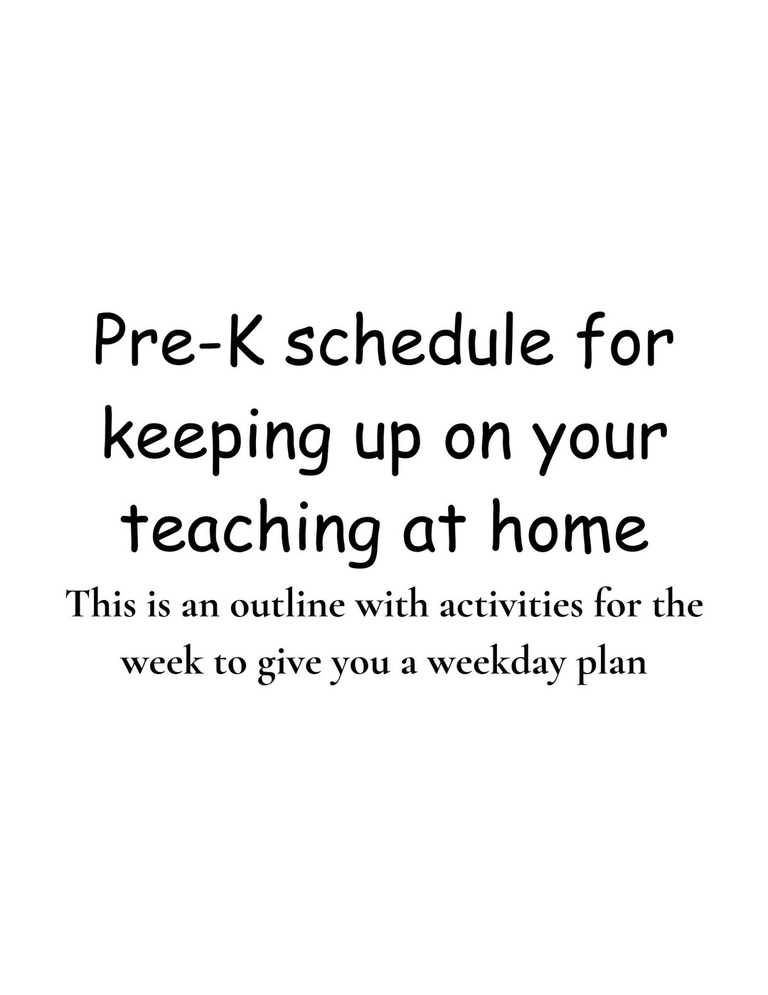 Pre-k Homeschool Weekly Planner - Etsy
