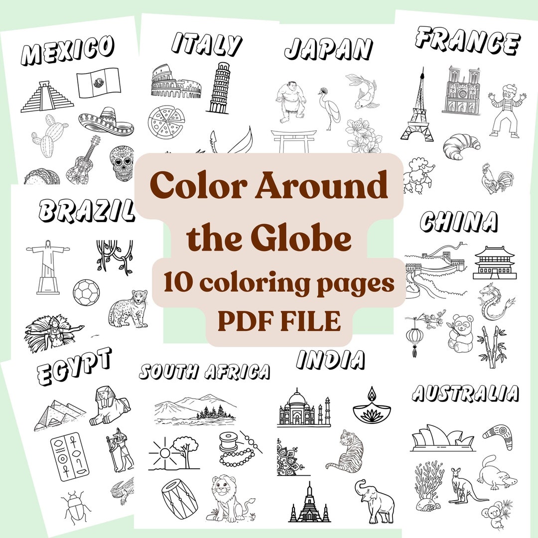 Coloring Book for Kids, Printable Educational Coloring Book, Around the ...