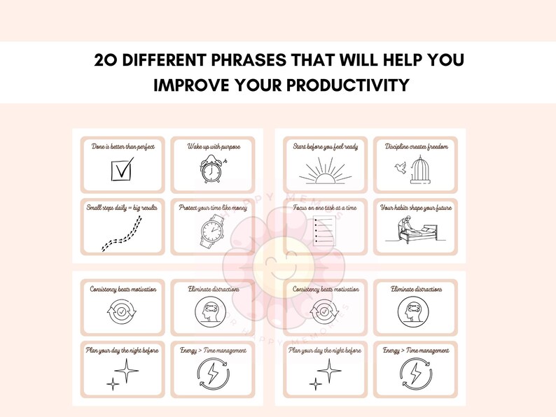 20 High Productivity Flashcards and Wallpaper, Daily Routine Habits, to ...