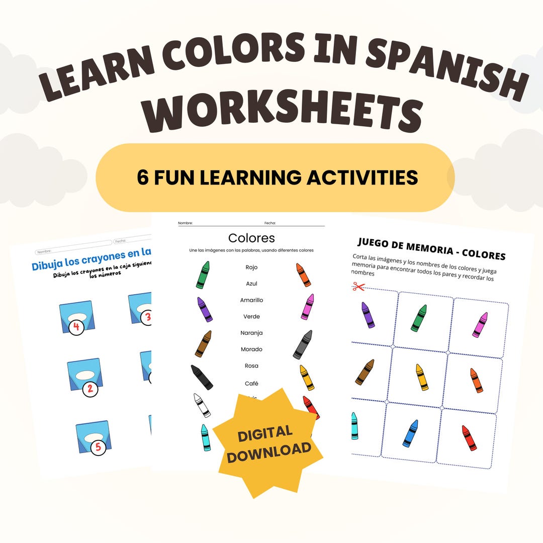 Learn Colors in Spanish Worksheets, Vocabulary Learning, Home Schooling ...