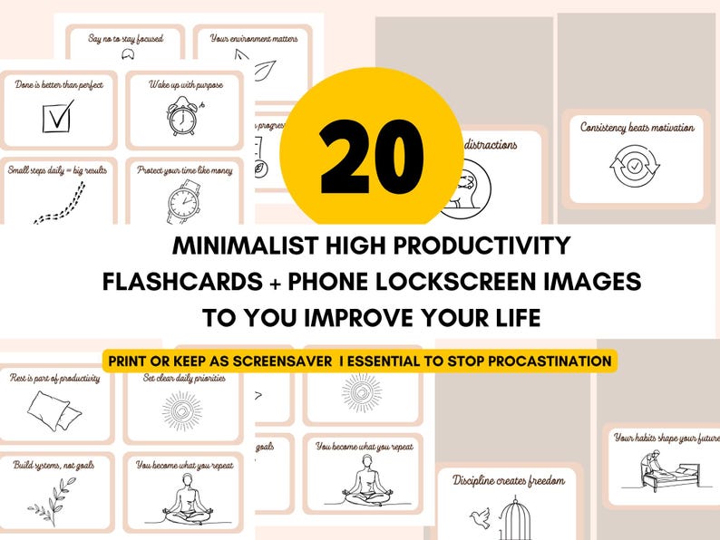20 High Productivity Flashcards and Wallpaper, Daily Routine Habits, to ...