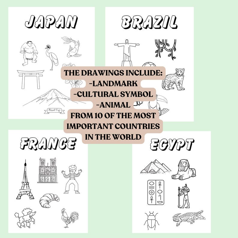 Coloring Book for Kids, Printable Educational Coloring Book, Around the ...