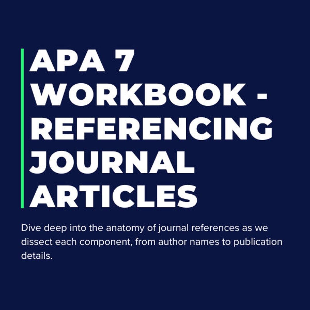 APA 7 Workbook - Referencing Journal Articles - Etsy