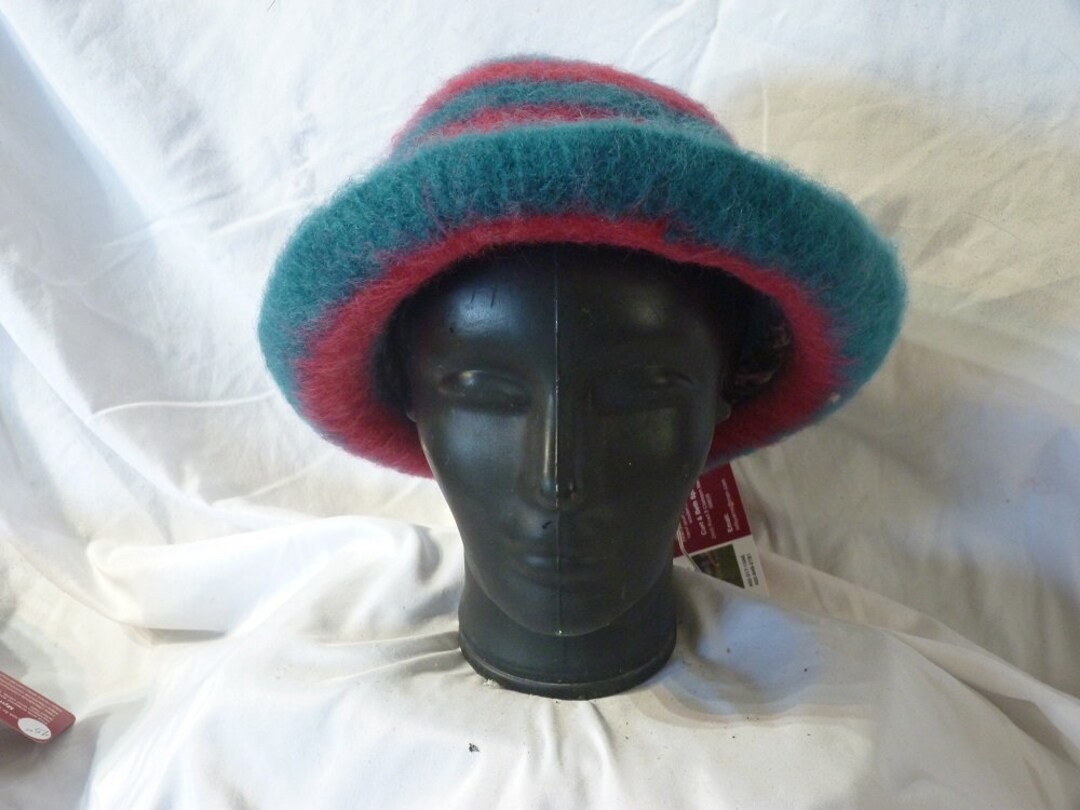 Felt Wool Bowler/bucket Hat in Red and Green - Etsy