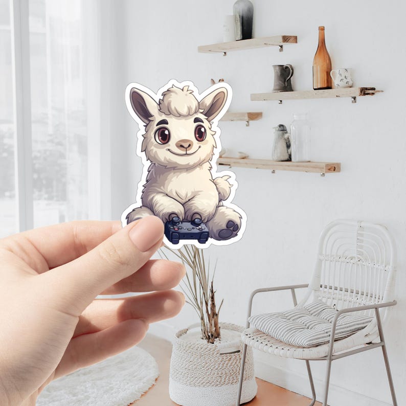 Gamer Llama Sticker B | Llama Sticker | Animal Sticker | Waterproof ...