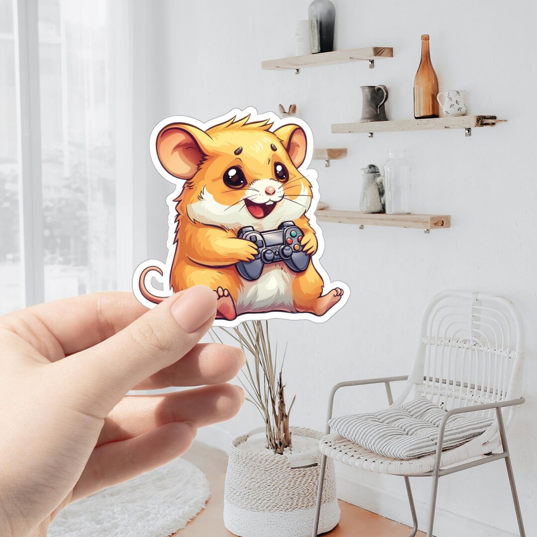 Gamer Hamster Sticker A | Hamster Sticker | Animal Sticker | Waterproof ...